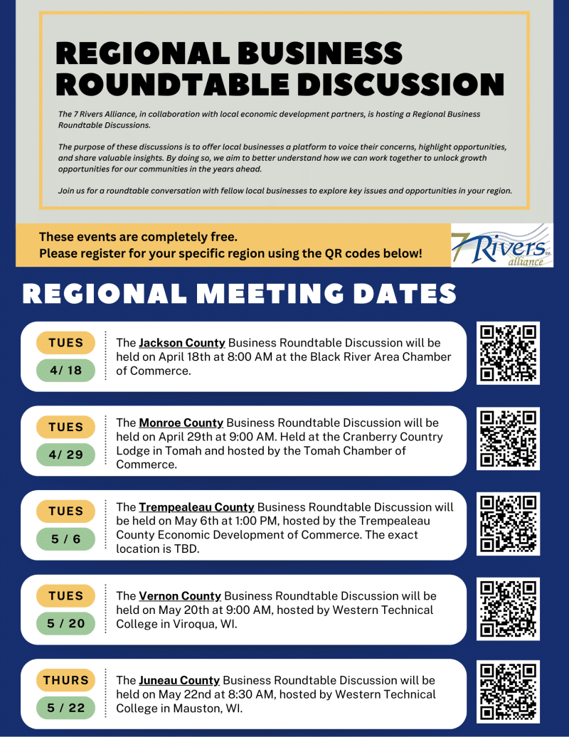 Regional Businesses Roundtable Discussion Meetings - 7 Rivers Alliance
